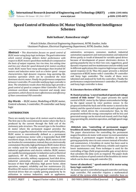 Speed Control Of Brushless Dc Motor Using Different Intelligence
