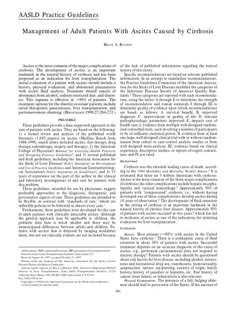Aasld Practice Guidelines For Ascites In Cirrhosis Pdf Cirrhosis