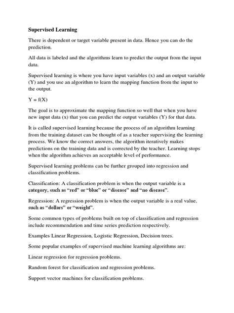Supervised Learning Pdf Statistical Classification Regression