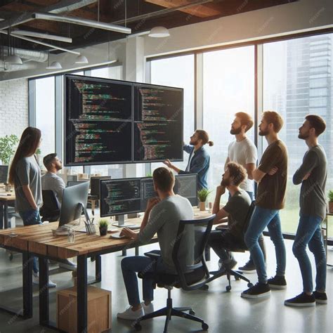 Developers Collaborating In Modern Office Premium Ai Generated Image