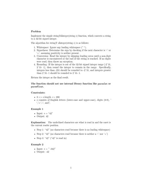 String To Integer Conversion Problem Pdf