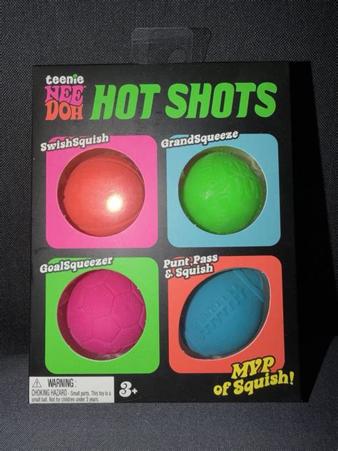 Teenie Needoh Hot Shots Multipack Nee Doh Mini 4 Pack Four Different