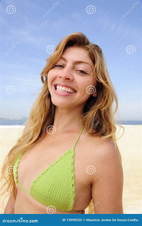 Beautiful Blond Woman Enjoying The Beach Stock Image Image Of Flirt