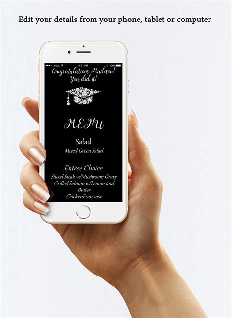 Printable Menu Graduation Menu Graduation Decoration Etsy