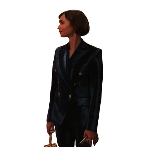 Emily In Paris Lily Collins Blue Blazer Trendy Womens Blue Blazer