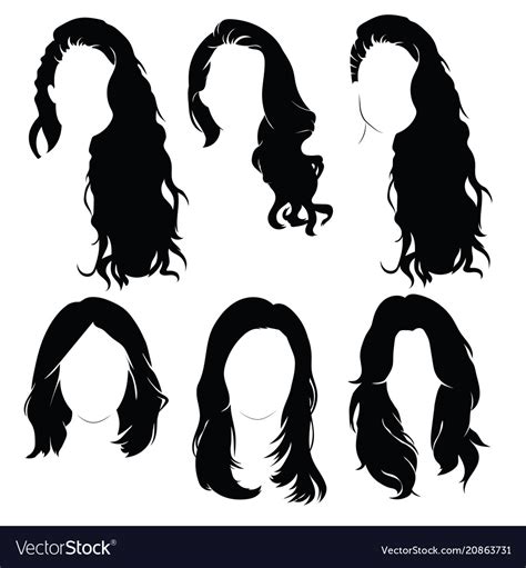 Set Of Hairstyles For Women Collection Black Vector Image