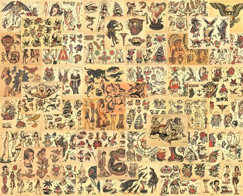 Sailor Jerry Traditional Vintage Style Tattoo Flash Set 50 Sheets Usa