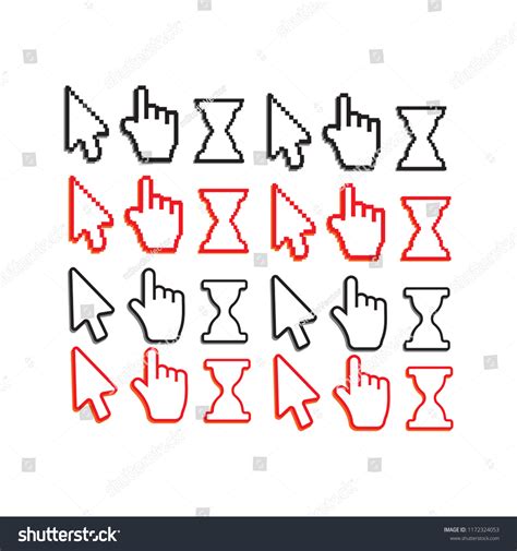 Pixel Cursors Icons Mouse Computer Cursor Stock Illustration