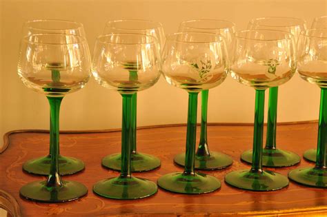 Set Of Eleven Vintage French Wine Glasses Village Vintage