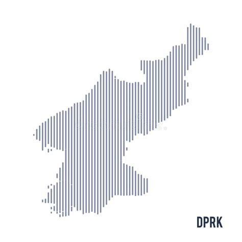 Vector Abstract Hatched Map Of Democratic People`s Republic Of Korea With Vertical Lines