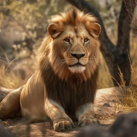 Premium Ai Image Lion In Natural Habitat Generative Ai