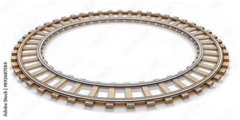 Railway Train Track Forms Circular Route In Vector Illustration On