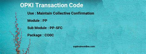 OPKI SAP Tcode For Maintain Collective Confirmation