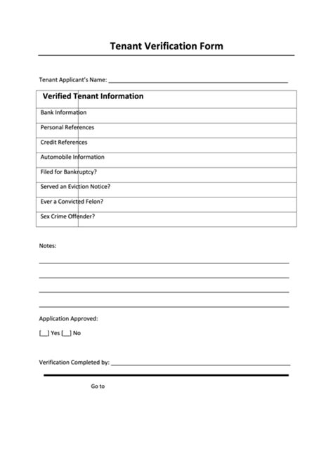 Tenant Verification Form Printable Pdf Download