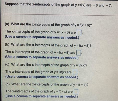 Solved Suppose That The X Intercept Of The Graph Of Y F X Chegg Com