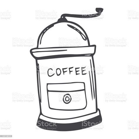 白い背景に隔離されたコーヒーグラインダー落書きスタイル いたずら書きのベクターアート素材や画像を多数ご用意 いたずら書き アイコン