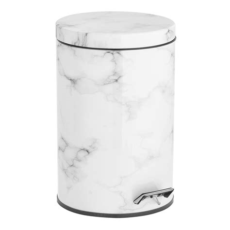 MDesign Metal Steel 3 2 Gallon 12 Liter Round Step Trash Can With Lid