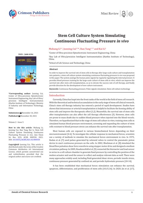PDF Stem Cell Culture System Simulating Continuous Fluctuating