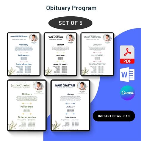 Obituary Program Template Printable In Pdf Word Editable