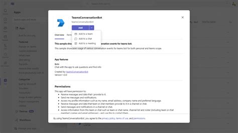 teams conversation bot code samples microsoft learn