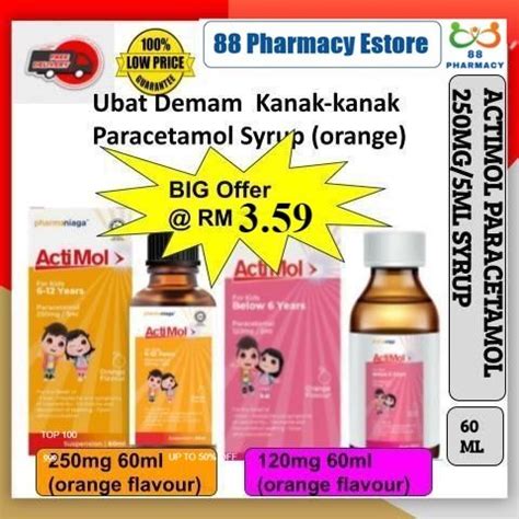 ACTIMOL PARACETAMOL SYRUP 120MG OR 250MG 5ML 60ML Lazada