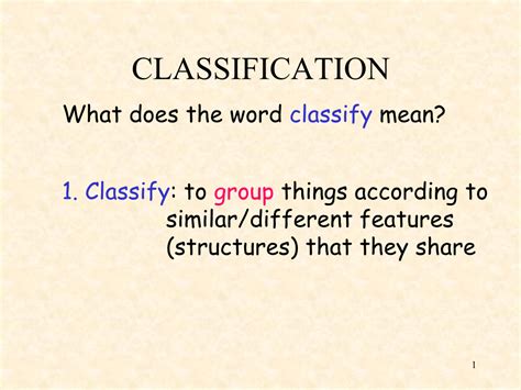 Classification What Does The Word Classify Mean Docslib