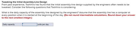 Solved Toshibas Notebook Computer Assembly Line Toshihiro