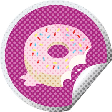 Bitten Frosted Donut Graphic Circular Sticker 39922712 Png