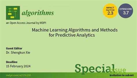 Specialissue Mdpialgorithms Supervisedlearning Callforpapers