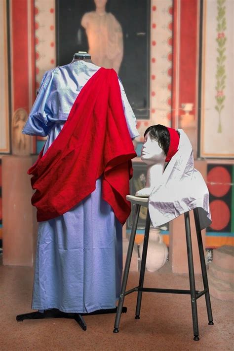 Custom Made Ancient Roman Female Tunic And Palla In Cotton And