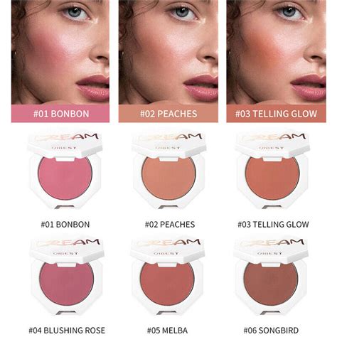 QIBEST Blush Peach Cream Makeup Blush Palette Cheek Contour Cosmetics
