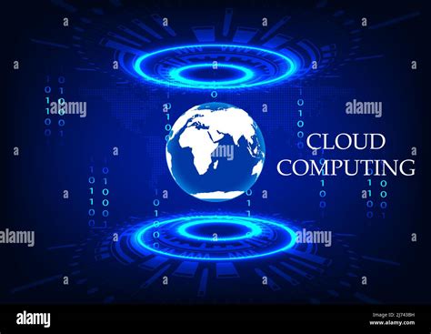 Digital Abstract Background Circle Cog Hitech Technology Style Glow With World And Text Cloud