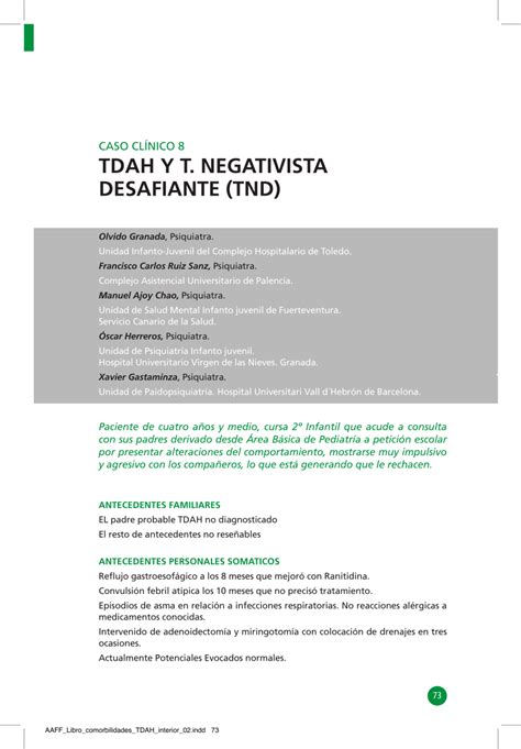 Pdf Tdah Y T Negativista Desafiante Tnd