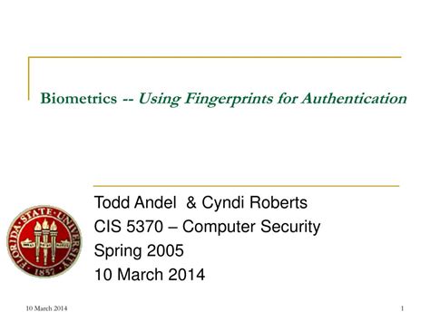 Ppt Biometrics Using Fingerprints For Authentication Powerpoint Presentation Id181064