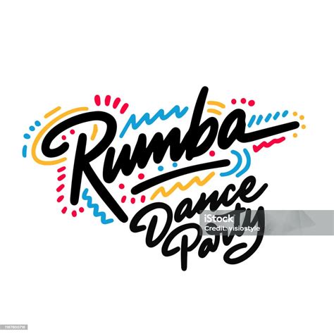 Vetores De Rumba Dance Party Letras Desenho De Mão Design Pode Ser Útil