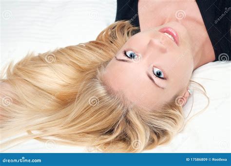 Beautiful Blond Girl With Blue Eyes Stock Image Image Of Seduction