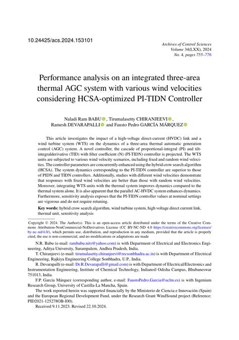 pdf performance analysis on an integrated three area thermal agc