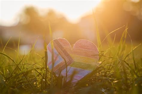 Premium Photo New Lgbt Pride Flag In The Shape Of A Heart With Sunlight On The Back