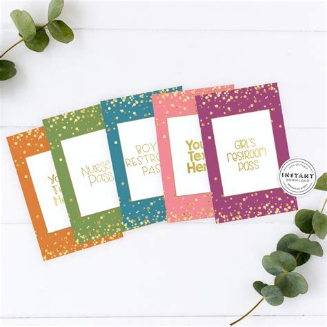 Confetti And Rainbow Hall Passes For Teachers Colorful Hall Passes With