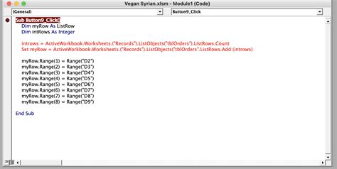 Vba Error Entering Data Into Table Rexcel