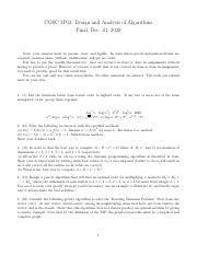 Final Pdf Cosc P Design And Analysis Of Algorithms Final Dec