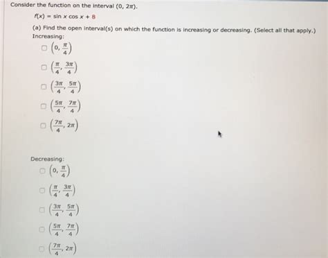 Solved Consider The Function On The Interval 0 2n Fx