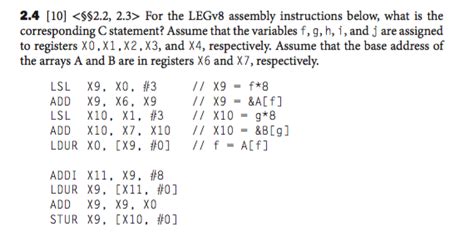 Solved For The LEGv8 Assembly Instructions Below What Is Chegg