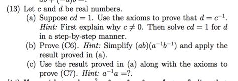 Solved Let C And D Be Real Numbers Suppose Cd Use The Chegg