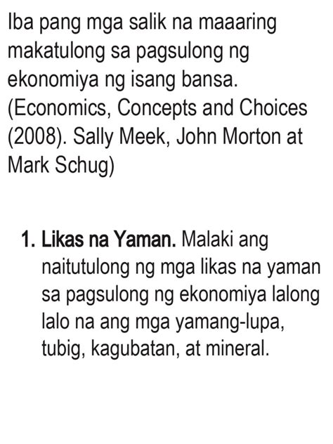 Iba Pang Mga Salik Na Maaaring Makatulong Sa Pagsulong Ng Ekonomiya Ng