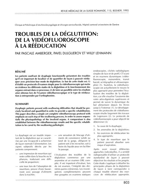 Pdf [deglutition Disorders From Videofluoroscopy To Rehabilitation]