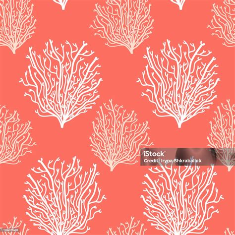 Cute Abstract Seamless Patterns In Trendy Living Coral 2019 Colors