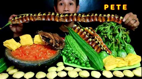 Pete Goreng ‼️ Mukbang Lalapan Mentah Jengkol Muda Ikan Asin Sambal