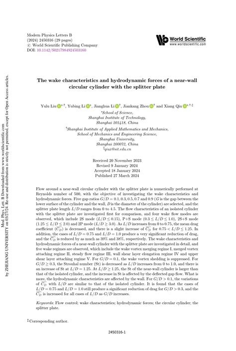 Pdf The Wake Characteristics And Hydrodynamic Forces Of A Near Wall