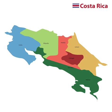상세한 코스타리카 지도 상세한 터 지도 코스타리카 코스타리카의 분할 지도 프리미엄 벡터